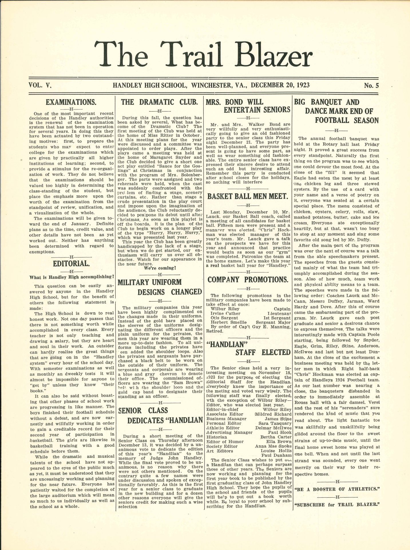 December 20, 1923 | OneHandley | Winchester, Va
